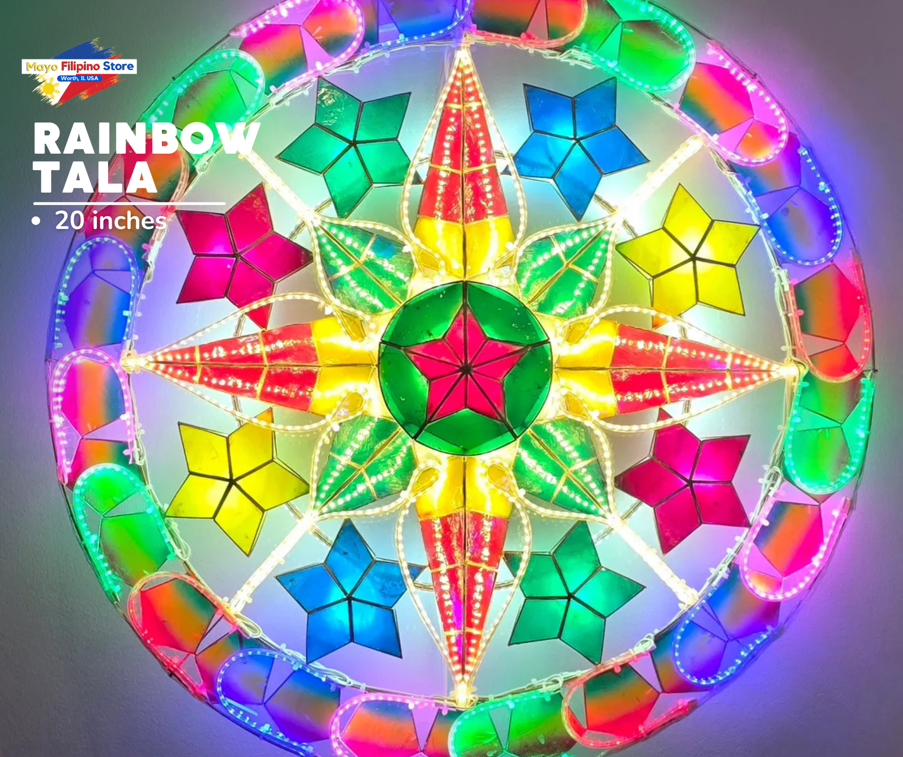 Parol Christmas Lantern Rainbow Tala 20 Inches – Mayo Filipino Store