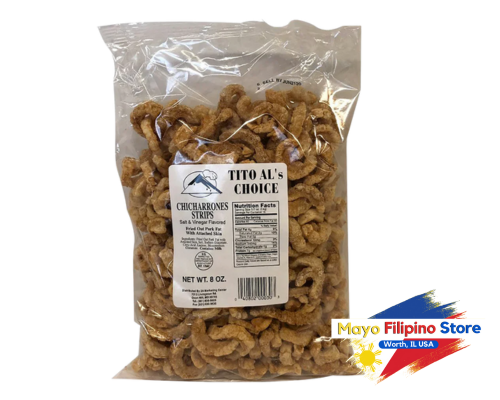 Tito Als Pork Chicharrons Salt & Vinegar 8oz 227g Strips White – Mayo ...