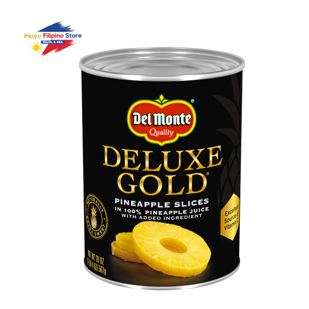 Del Monte Quality Deluxe Gold Pineapple Slices in 100% Pineapple Juice ...